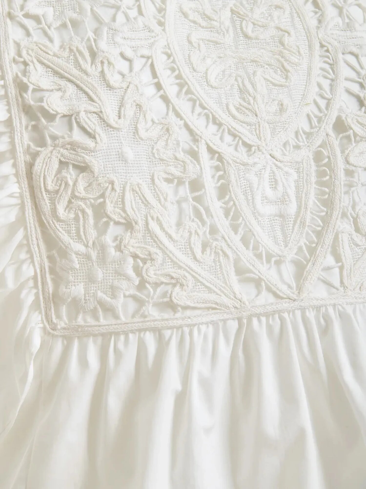 Блуза ESSENTIEL ANTWERP Lace-embroidered ruffled blouse, размер 36, белый — фото 1