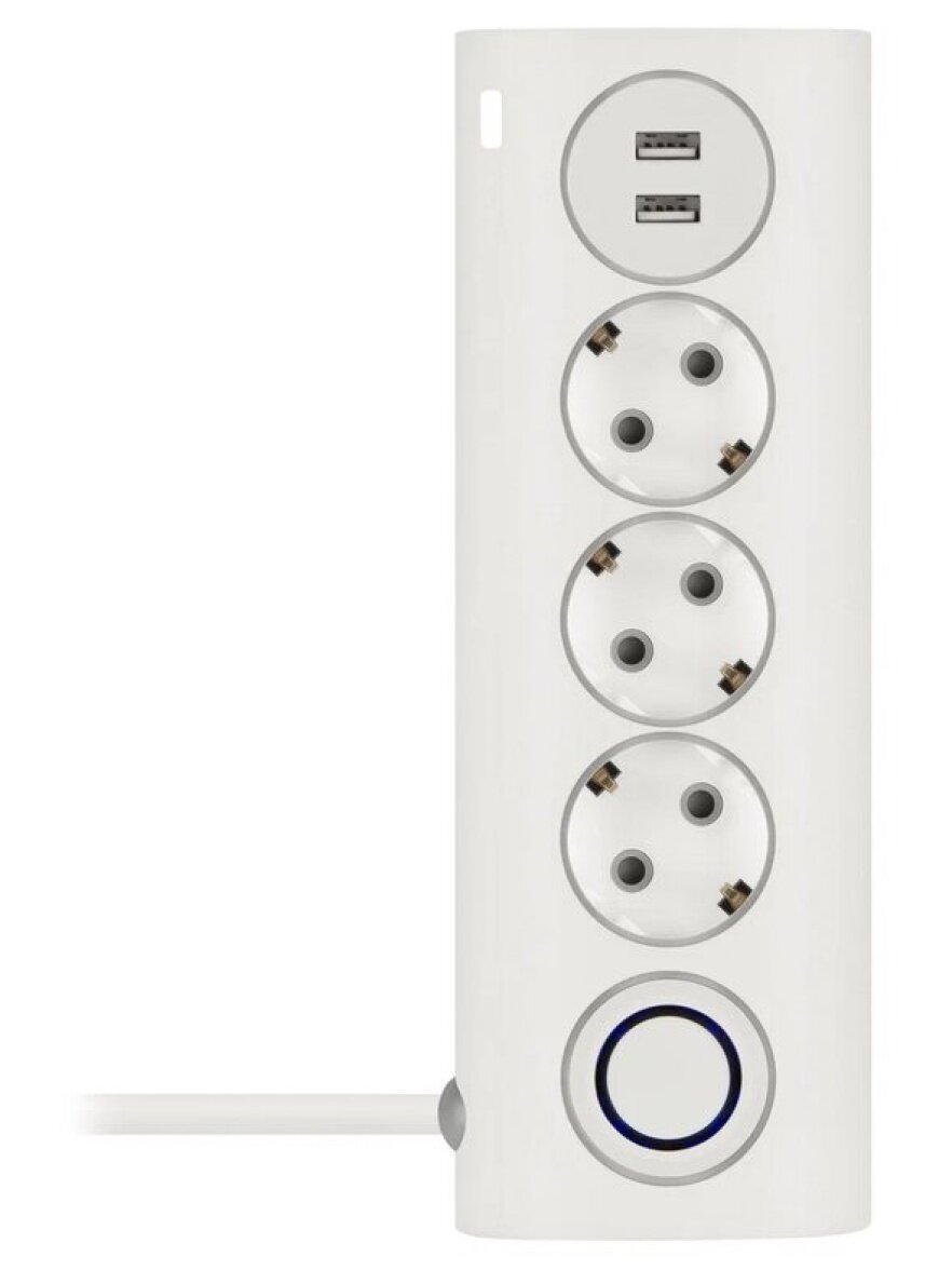 Сетевой фильтр Rombica NEO WC3U White, 2 x USB, 3 x 220V, белый, 1.5м