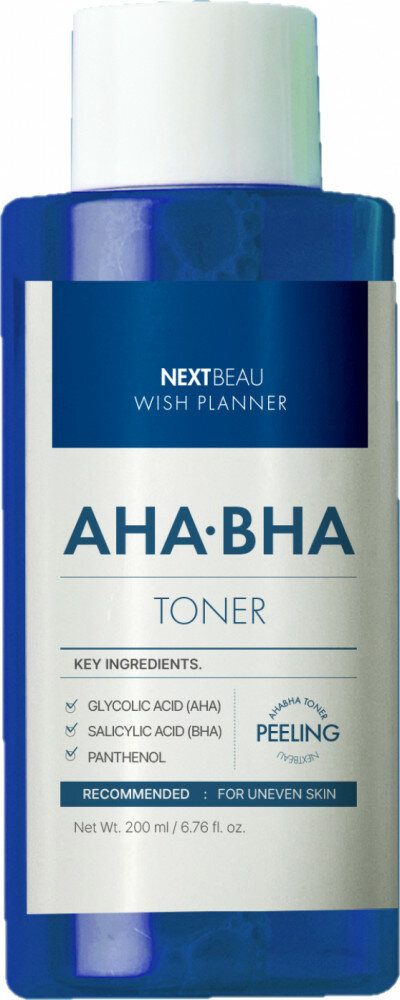 NEXTBEAU Wish Planner AHA/BHA Peeling Toner Тонер с AHA и BHA кислотами