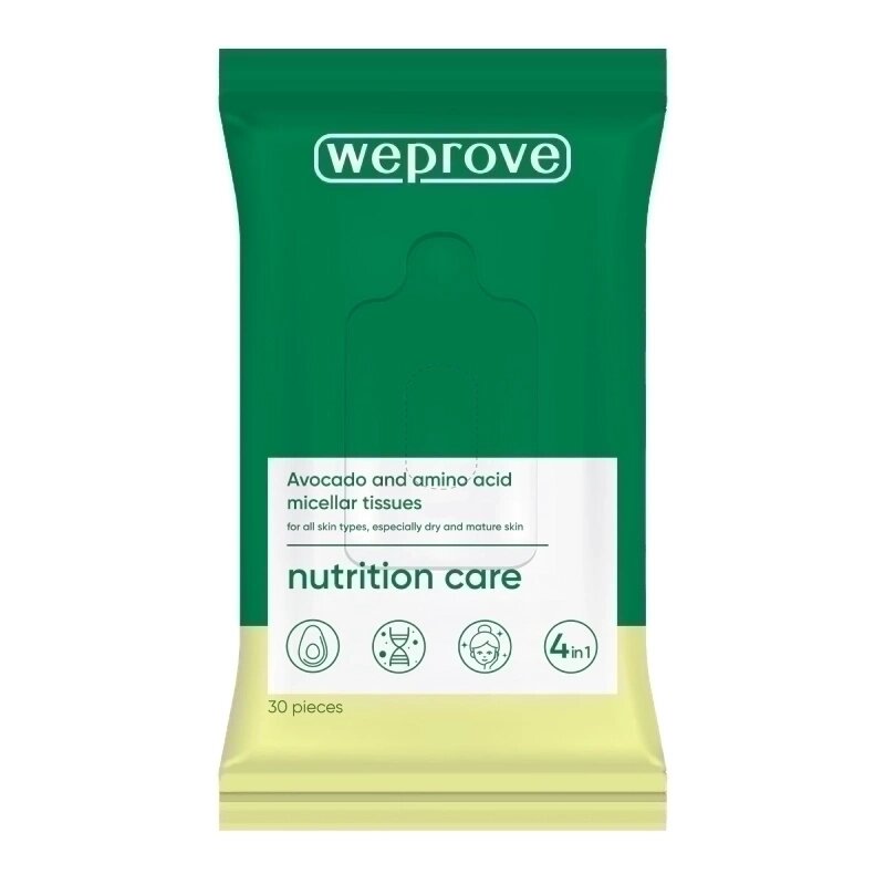 Weprove Avocado and Amino Acids Micellar Tissues Мицеллярные салфетки с аминокислотами и маслом авокадо