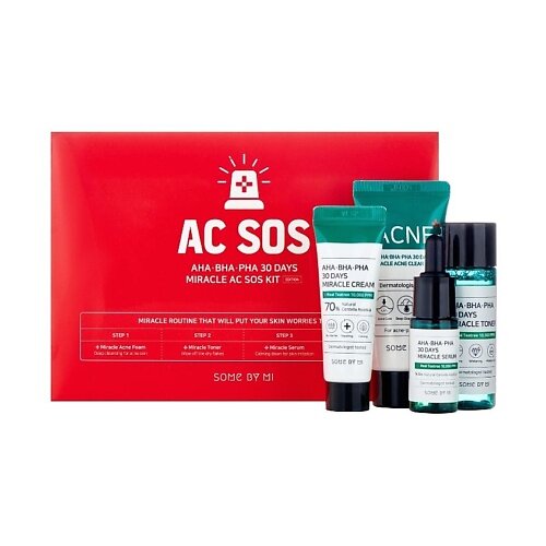 SOME BY MI Набор для проблемной кожи AC SOS AHA-BHA-PHA 30 Days Miracle, 30 мл + 10 мл + 20 мл + 30 мл