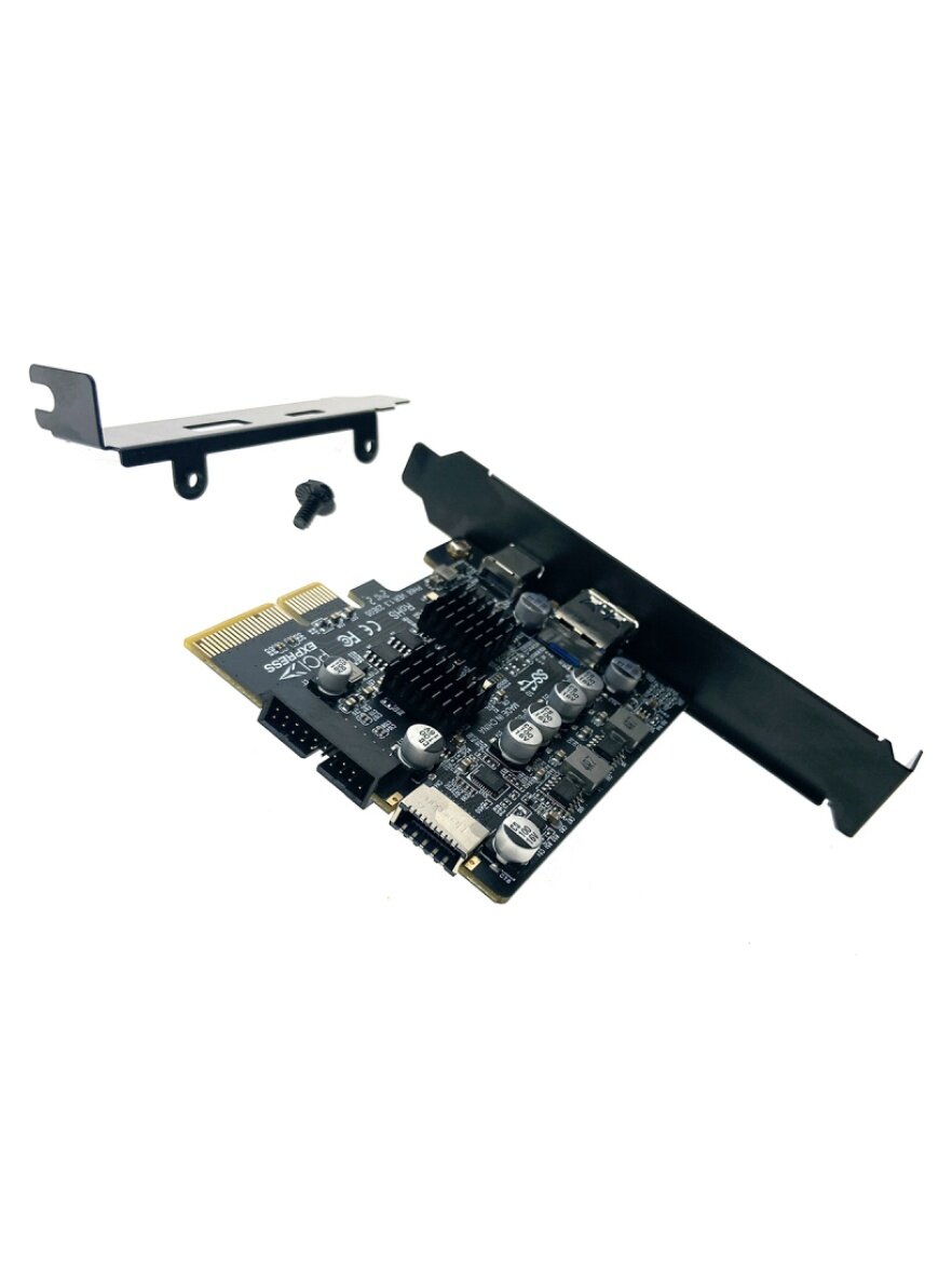 Контроллер Espada PCI-E PCIeU32TE, USB 3.2 Gen2x1 1xUSB-A, 1xUSB-C, 1xType-E — фото 1