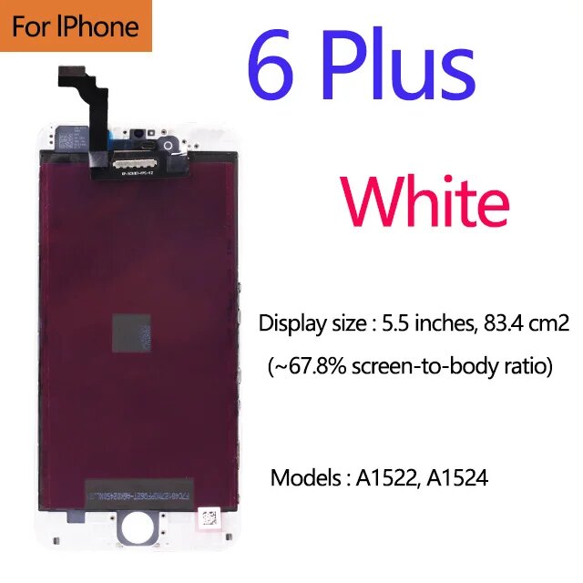 AAA+++ OEM ЖК-дисплей для iPhone 5, 5s, 5c, 6s, 7, 8 Plus, сенсорный экран в Белый, White for 6 Plus