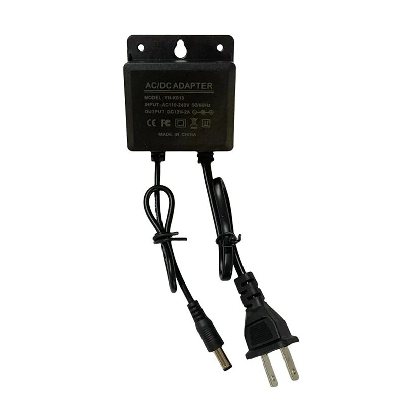 KOQZM Водонепроницаемый адаптер питания 12В 2А для видеонаблюдения Black US Plug