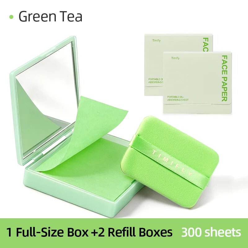 ТимФлай Green Tea set: матирующие салфетки с зеркалом, 300 шт.