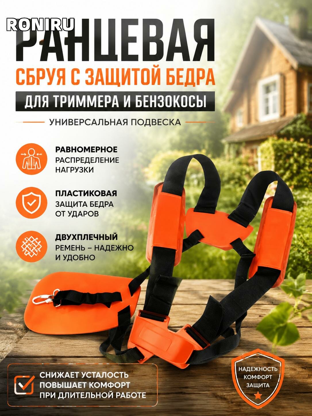 Ранцевая сбруя с защитой бедра для триммера и бензокосы — ремень для работы на даче и в саду, универсальная подвеска
