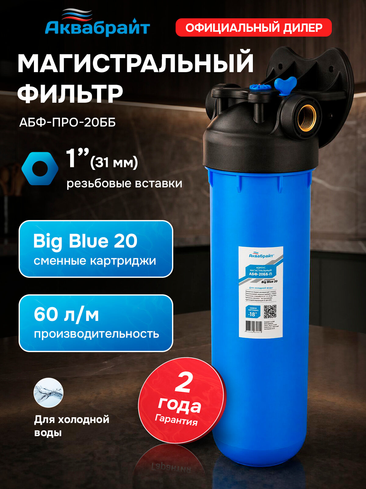 АБФ-ПРО-20ББ, Магистральный фильтр 20 ББ. серия про
