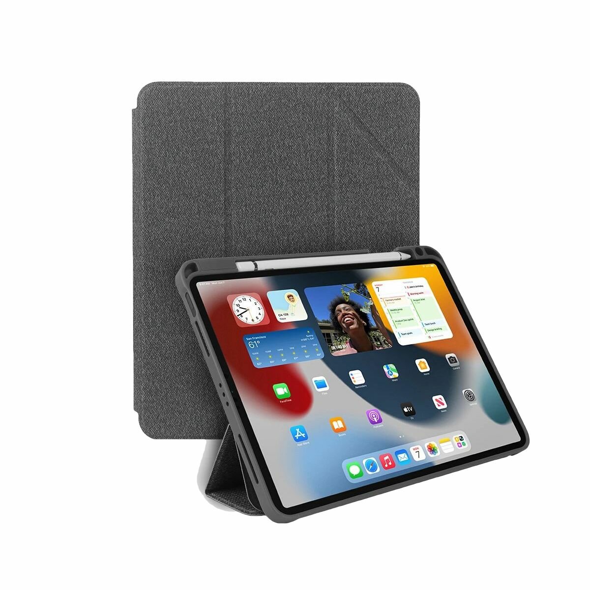 Чехол G-Case iPad mini 6 / A17 Pro с держателем для Apple Pencil тройное сложение серый Denim Roadster Plus