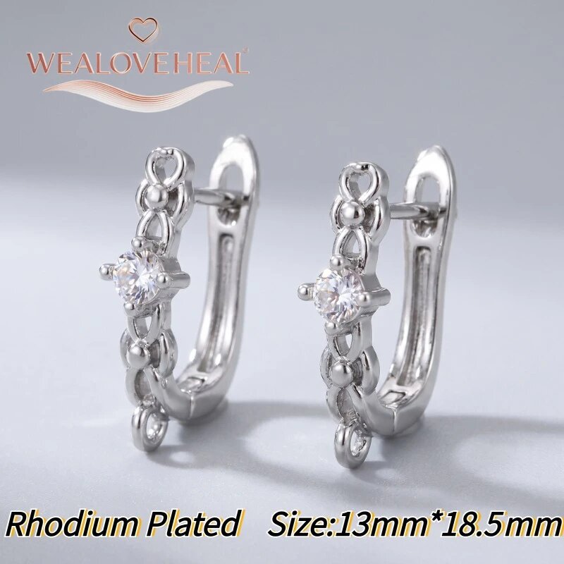 Сережки крючки WEALOVEHEAL, Rhodium plated, 13mm*18.5mm
