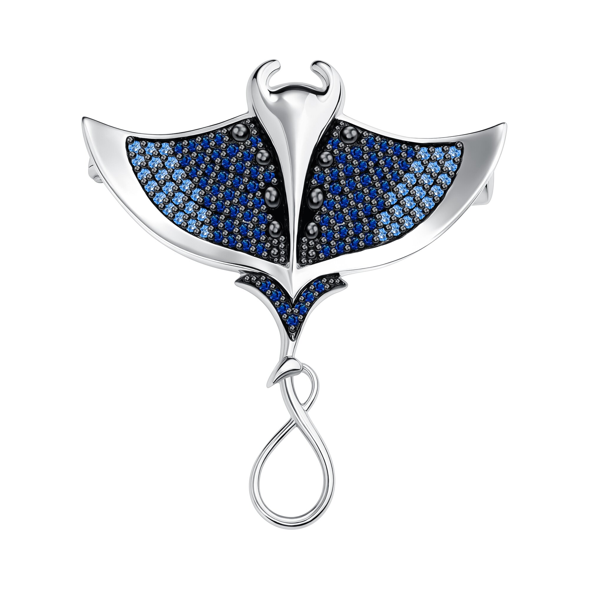 Брошь, серебро, 925 проба, родирование, фианит