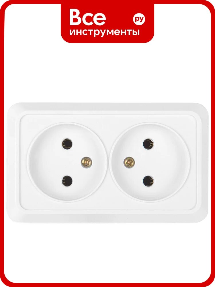 Розетка двойная General Lighting Systems 2П открытой установки, накладная, IP20, 10А, 250В, керамика, белая, серия Альфа