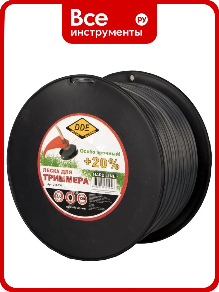 Корд триммерный Hard line на катушке (120 м; 3.0 мм) DDE 241-956, серый, термостойкий