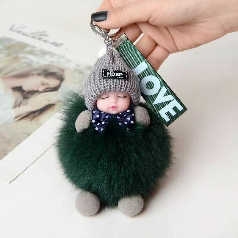 Сумка-игрушка для сна из лисьей шерсти fox fur, forestgreen