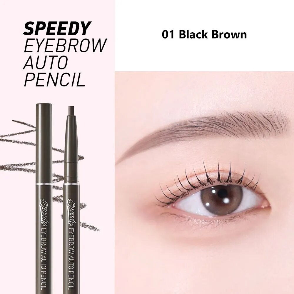 PERIPERA карандаш для бровей (01 Black Brown) Speedy Eyebrow Auto Pencil, корейская косметика