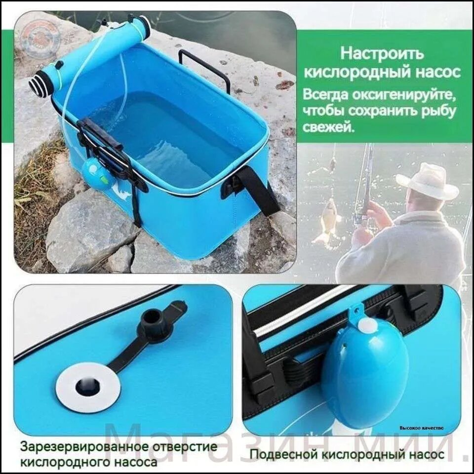 Рюкзак серый для рыбалки, размеры 30x20x20 см, с люком в крыше, ремень без ручки — фото 1