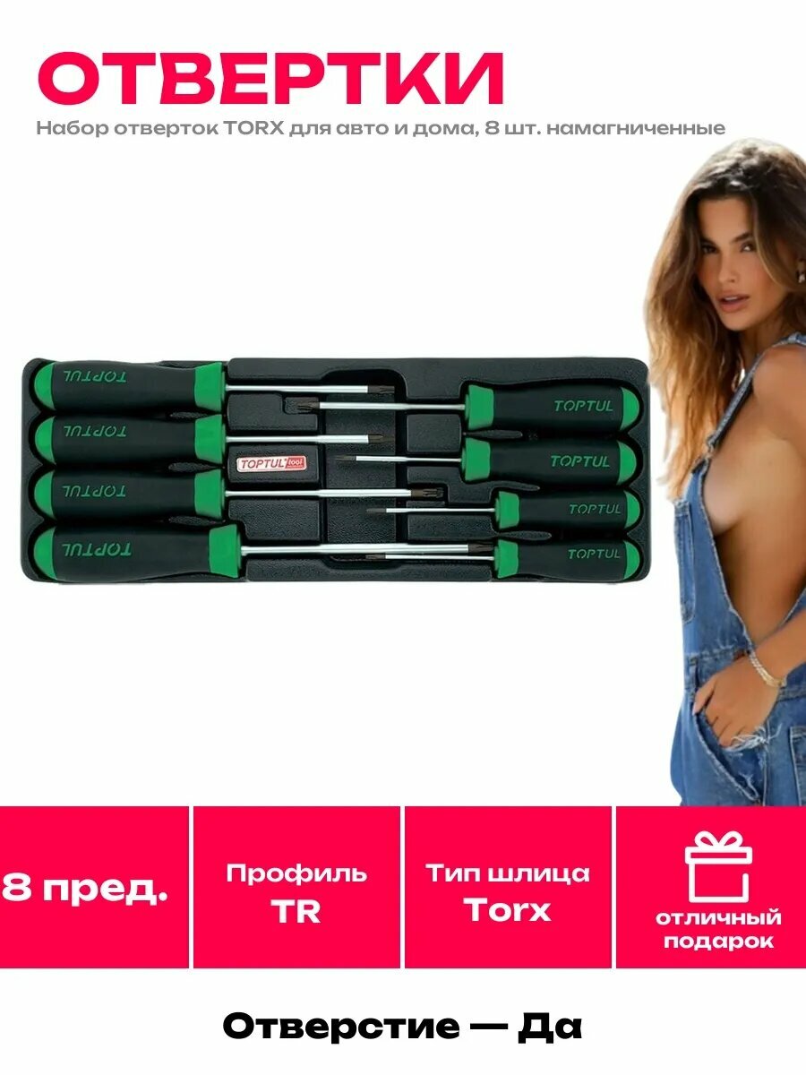 Набор отверток Torx с отверстием T9-T40 8 предметов S2
