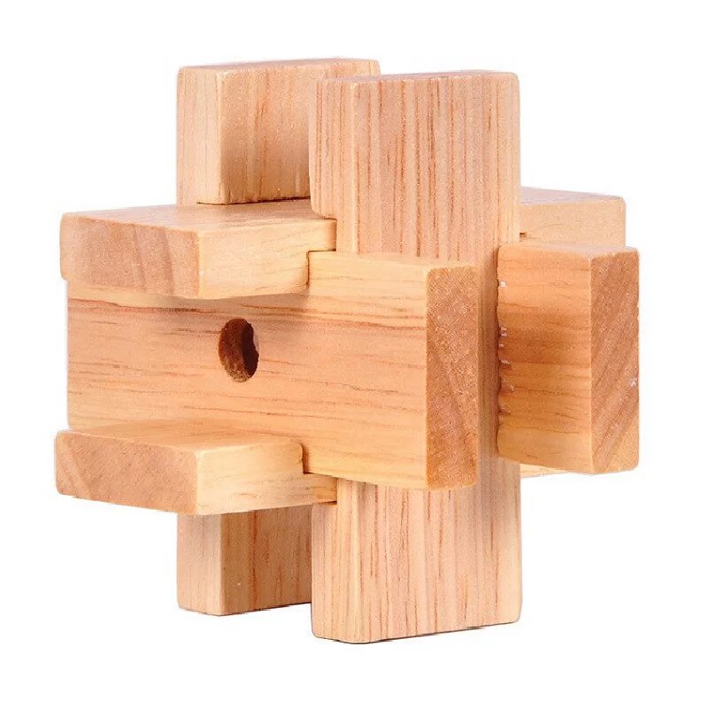 Головоломка из шести частей, 7.5x7.5см, традиционная китайская деревянная обучающая комплект