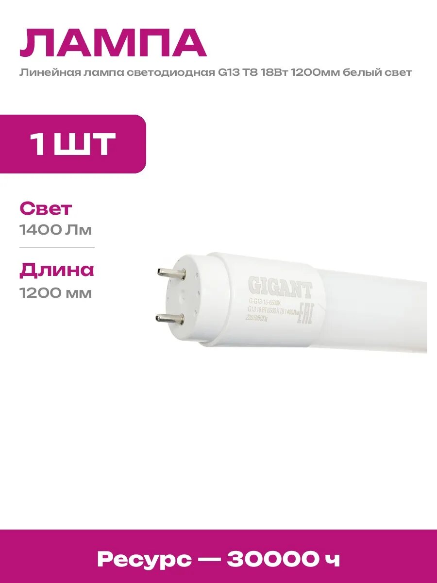 Светодиодная трубка T8 18Вт 1200мм матовая лампа LED 6500К