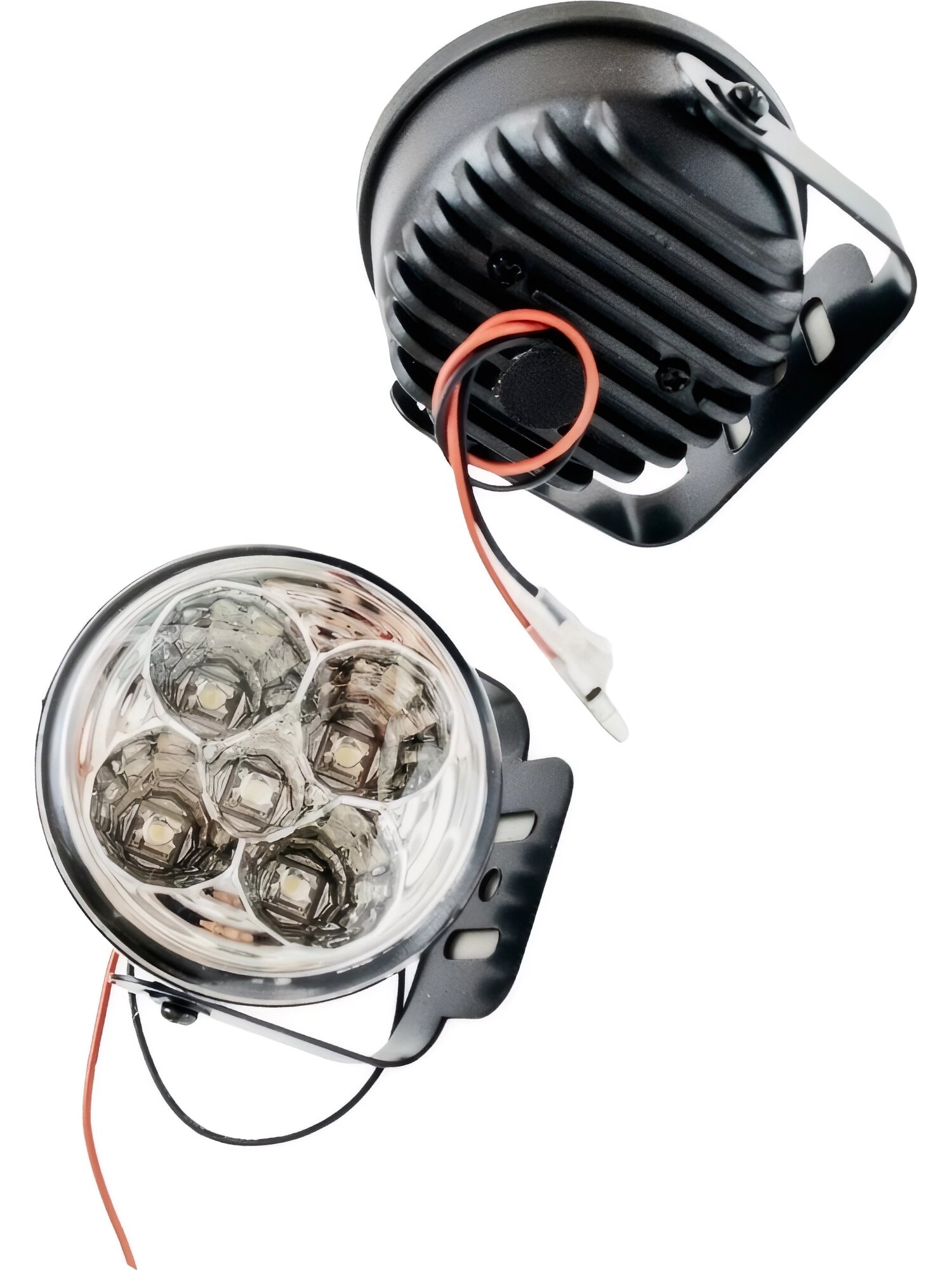 Дневные ходовые огни Автостор HY-091-1 LED белые - круглые d=80мм гладкое стекло 5 SMD диодов