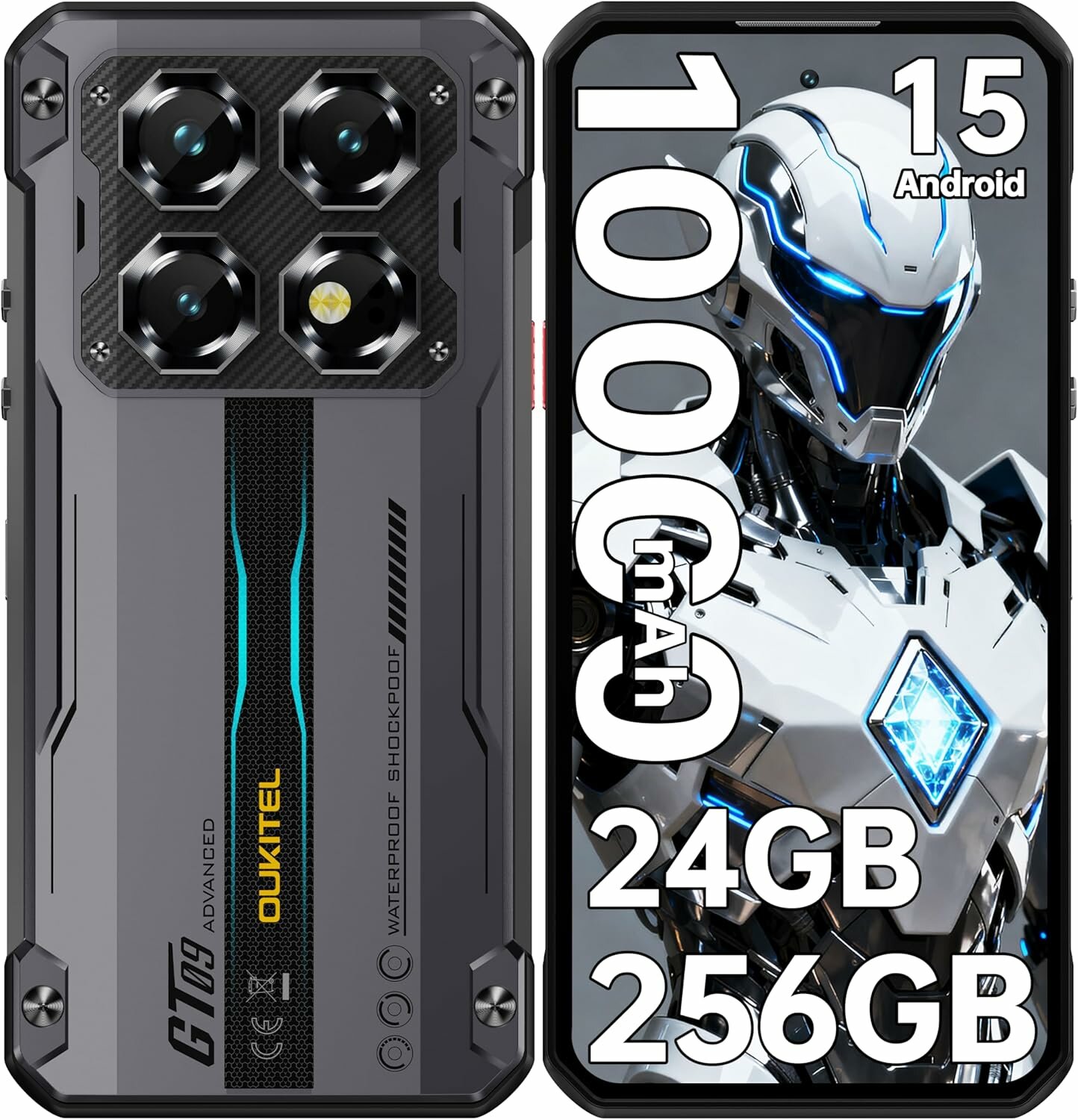 Защищенный смартфон OUKITEL WP60 5G, 24 (8+16) ГБ 256 ГБ, 7,2-дюймовый экран, аккумулятор 10000 мАч