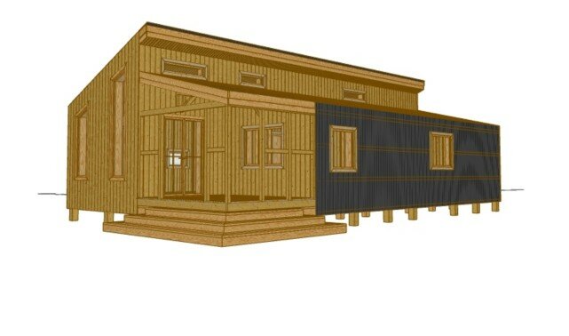 АС проект каркасного BARNHOUSE дома "СОЛНЦЕДАР-76", 1 этаж, 3 спальни + терраса