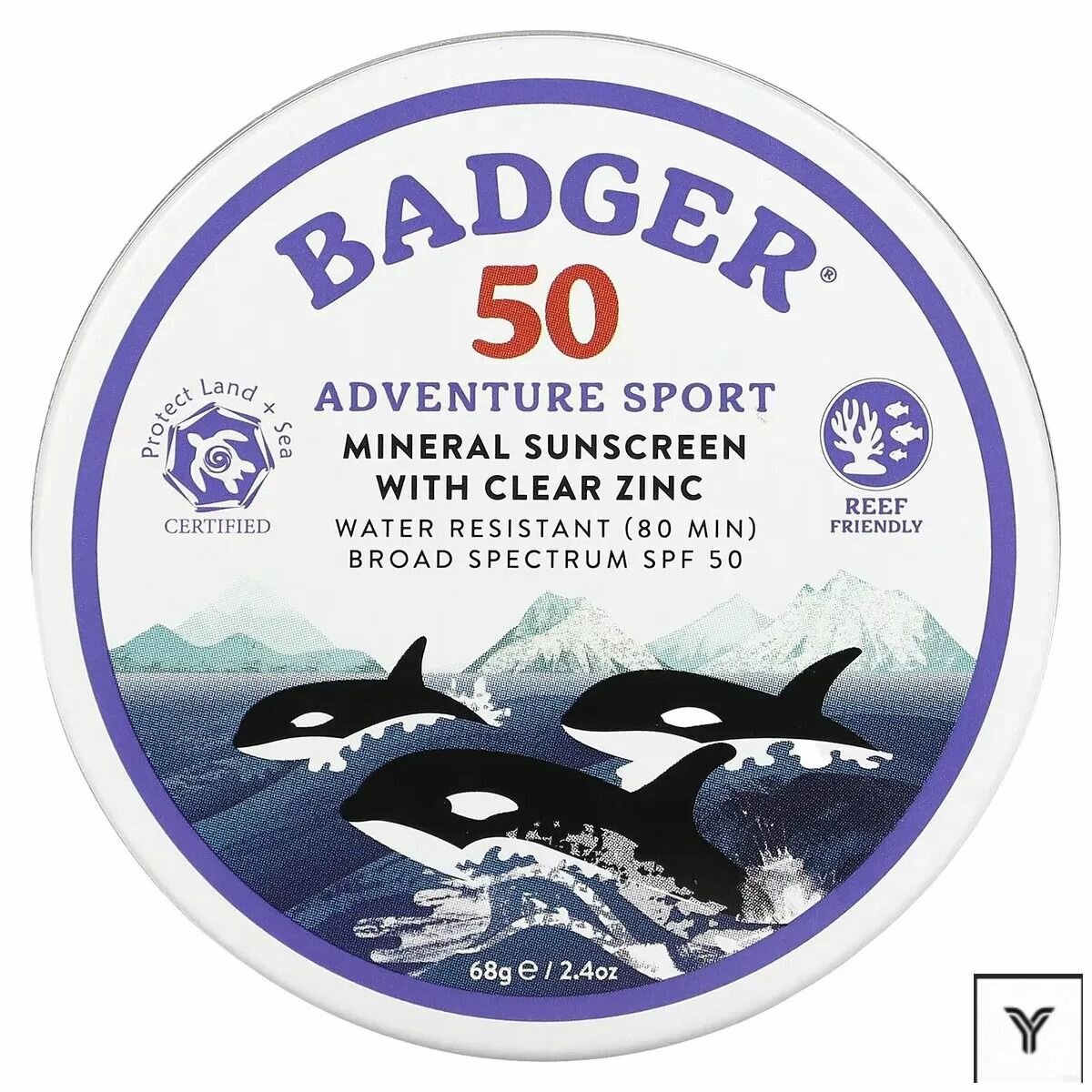 Badger, Adventure Sport, Крем солнцезащитный SPF 50 минеральный без запаха гипоаллергенный с прозрачным цинком от загара защита от солнца, 68 г гипоаллергенный без запаха защита от солнца 68 г