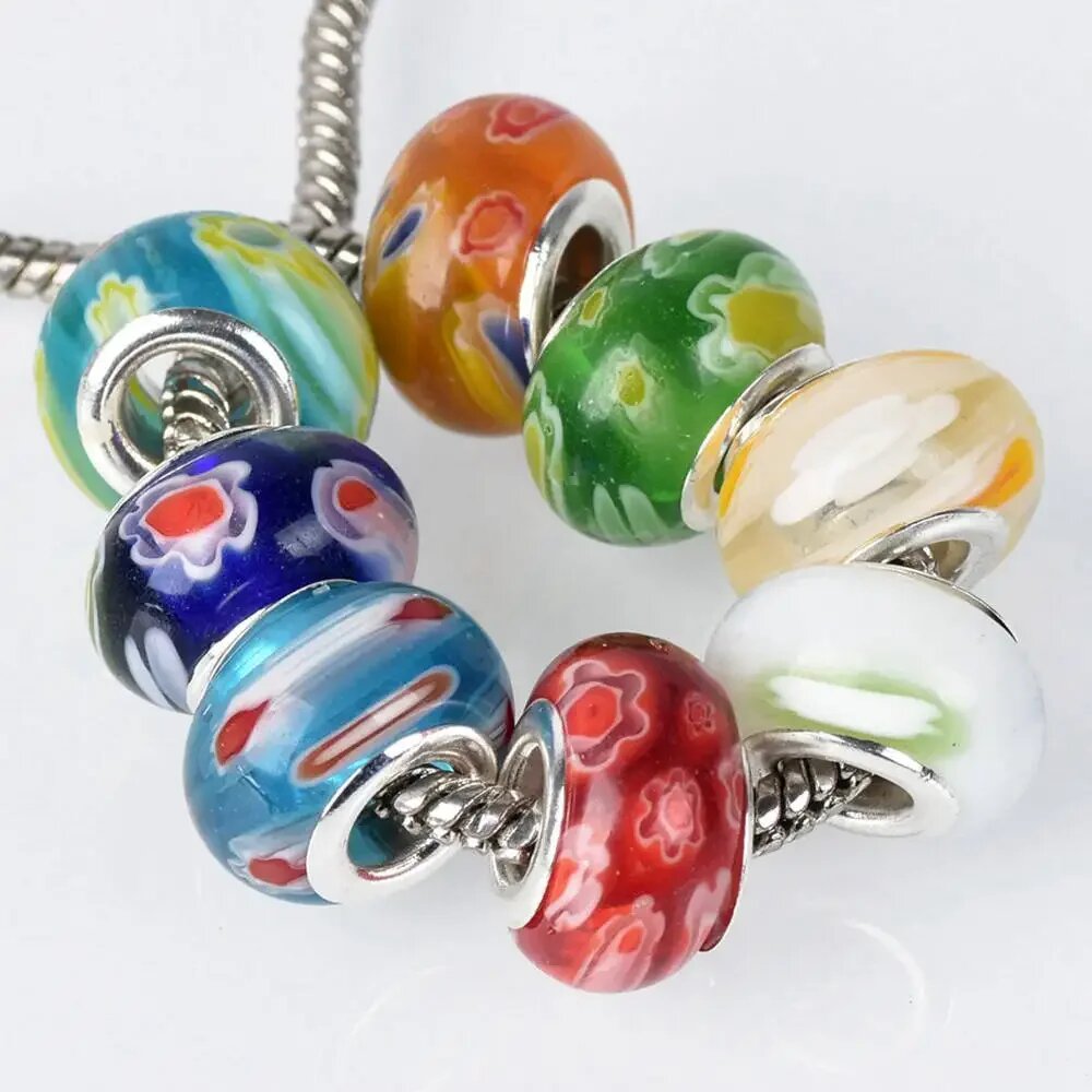 Бусины Millefiori Lampwork круглые 14x9 мм 5/10 шт.