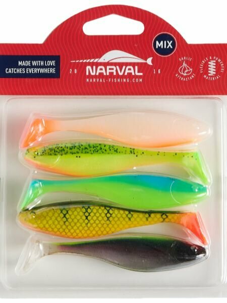 Приманка силиконовая Narval Commander Shad 10cm цв. Mix #M05 / Виброхвост для джига на судака, щуку / Силикон Командер Шед