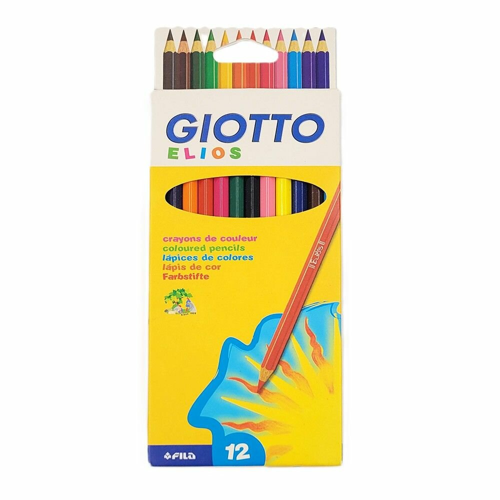 Карандаши цветные Giotto "Elios", 12 цветов, шестигранные, деревянные