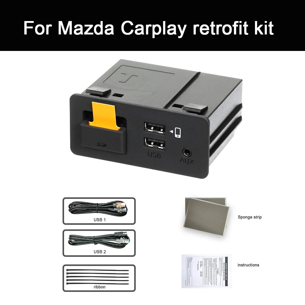 Адаптер P2 Wired CarPlay Android Auto для Mazda 2, 3, 6, CX3, CX5, CX8, CX9, MX5, MZD: Комплект для модернизации системы, USB-хаб, комплект для дооснащения TK78669U0C