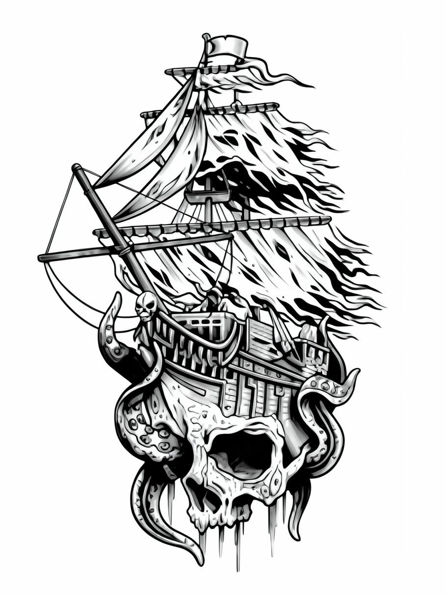 Tattoo'шки Временная тату "Морской стиль" 12*19см тату в морском стиле 12x19 см
