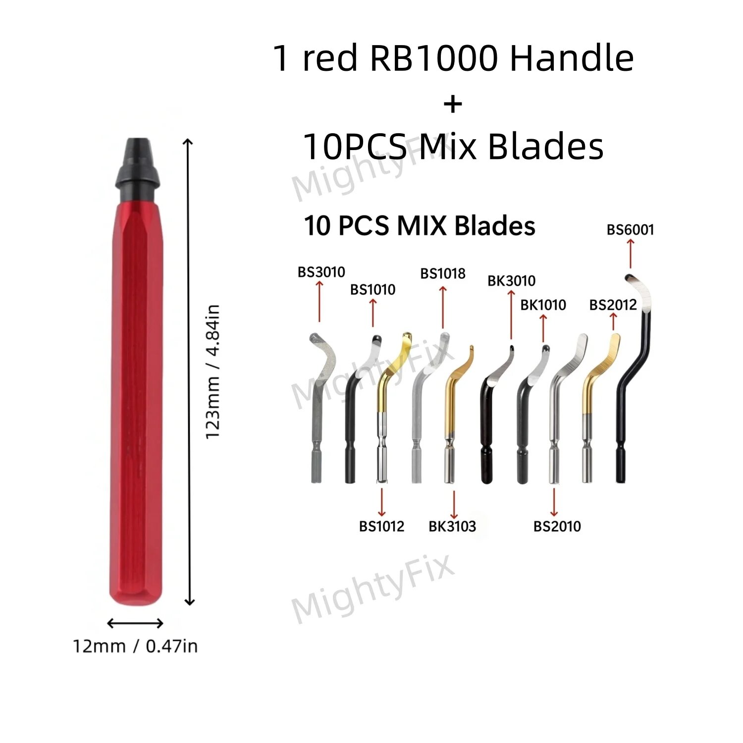Набор инструментов для снятия заусенцев RB1000 10 шт. Red X 10PCS MIX