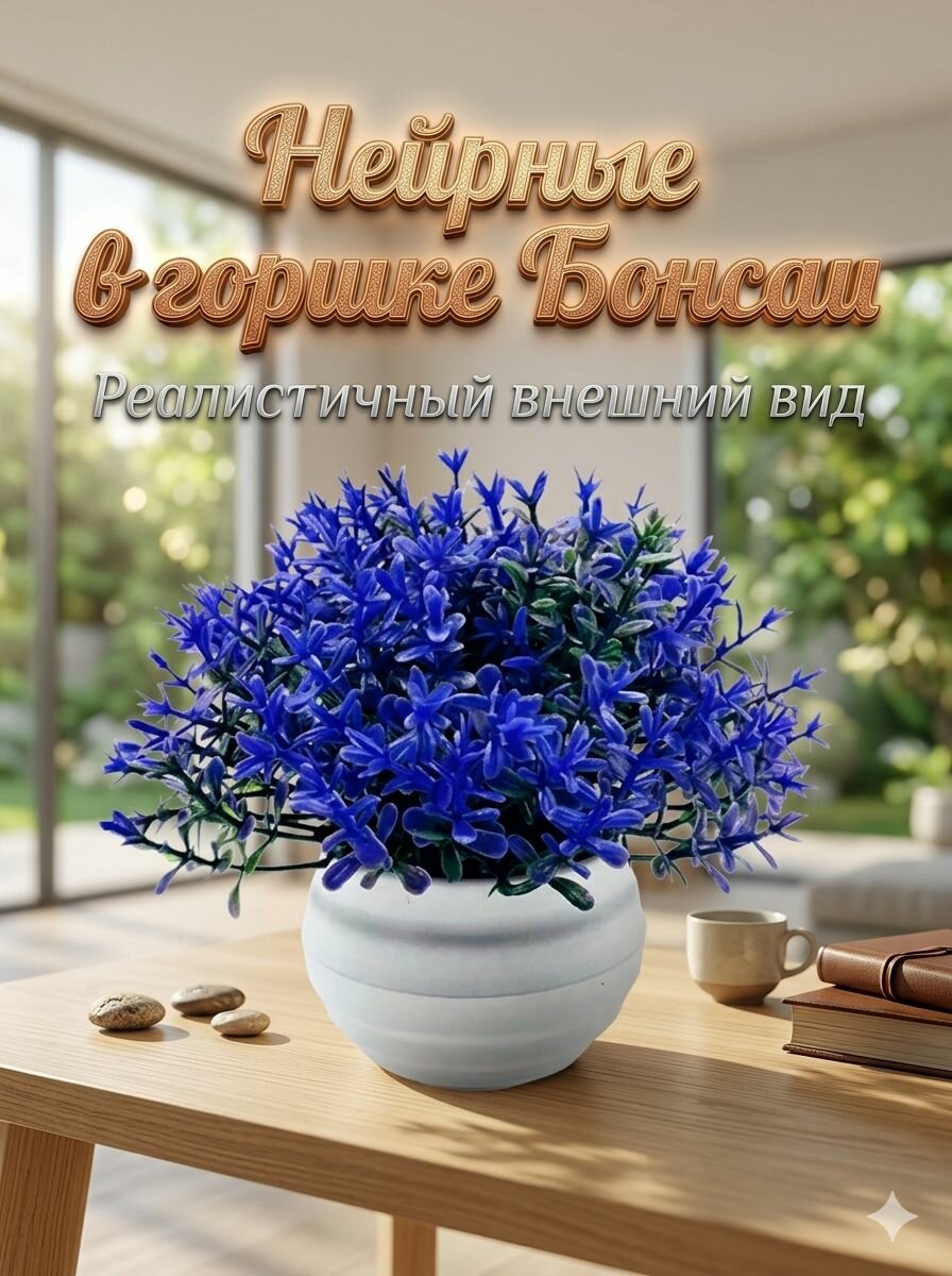 Искусственные цветы 1 шт синий