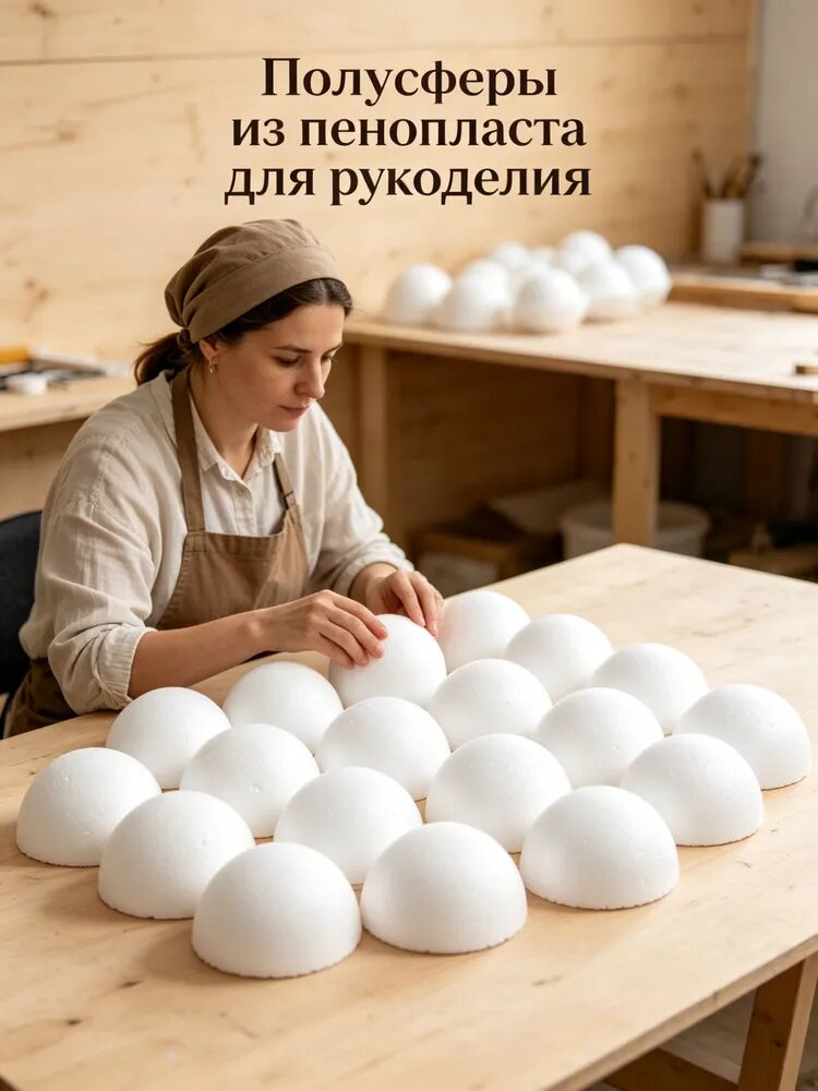Пенопластовые полусферы 6 см 45 шт для творчества