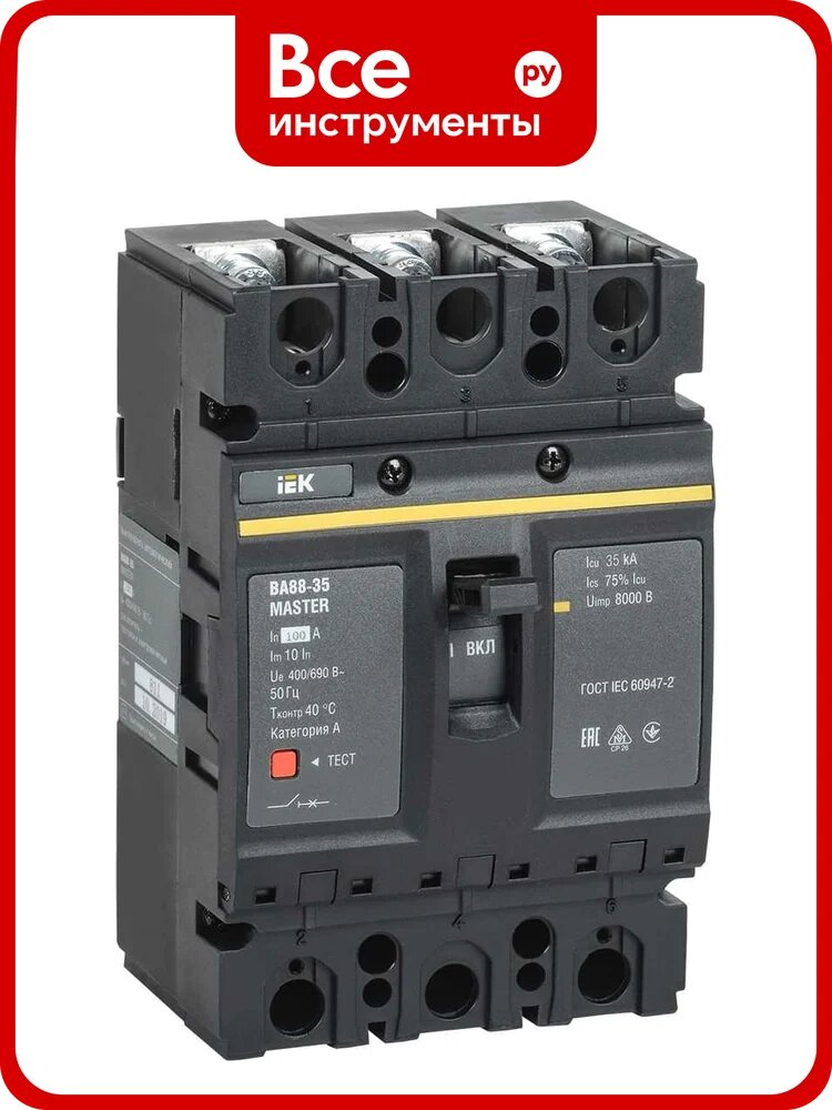 Автоматический выключатель IEK ВА88-35 3Р 100А 35кА MASTER SVA30-3-0100-02