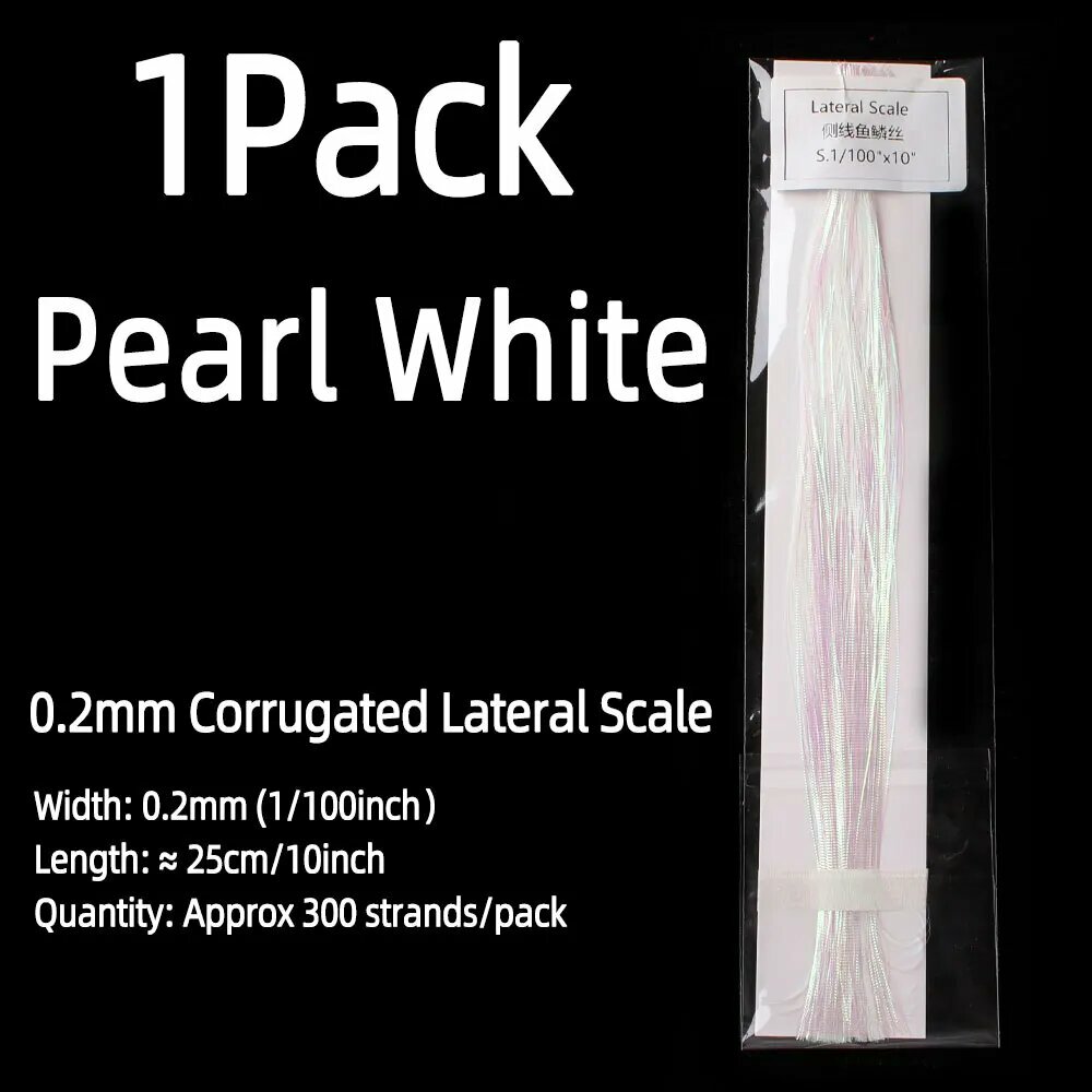 ICERIO Гофрированный Тинсел для Мух 0.2 мм 6 Цветов Белый, 1Pack Pearl white