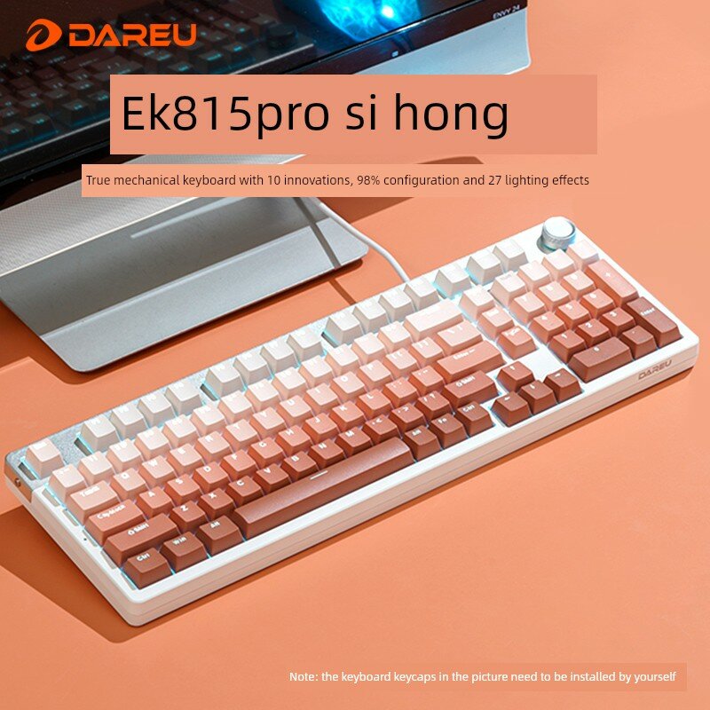 Клавиатура механическая DareU EK815pro проводная для игр и офиса, женский стиль, розовая, высокое качество, румянец