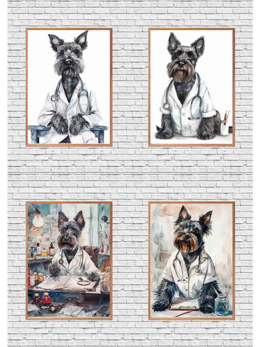 Шотландский терьер - собачий врач, 4 Плаката, 30x21см