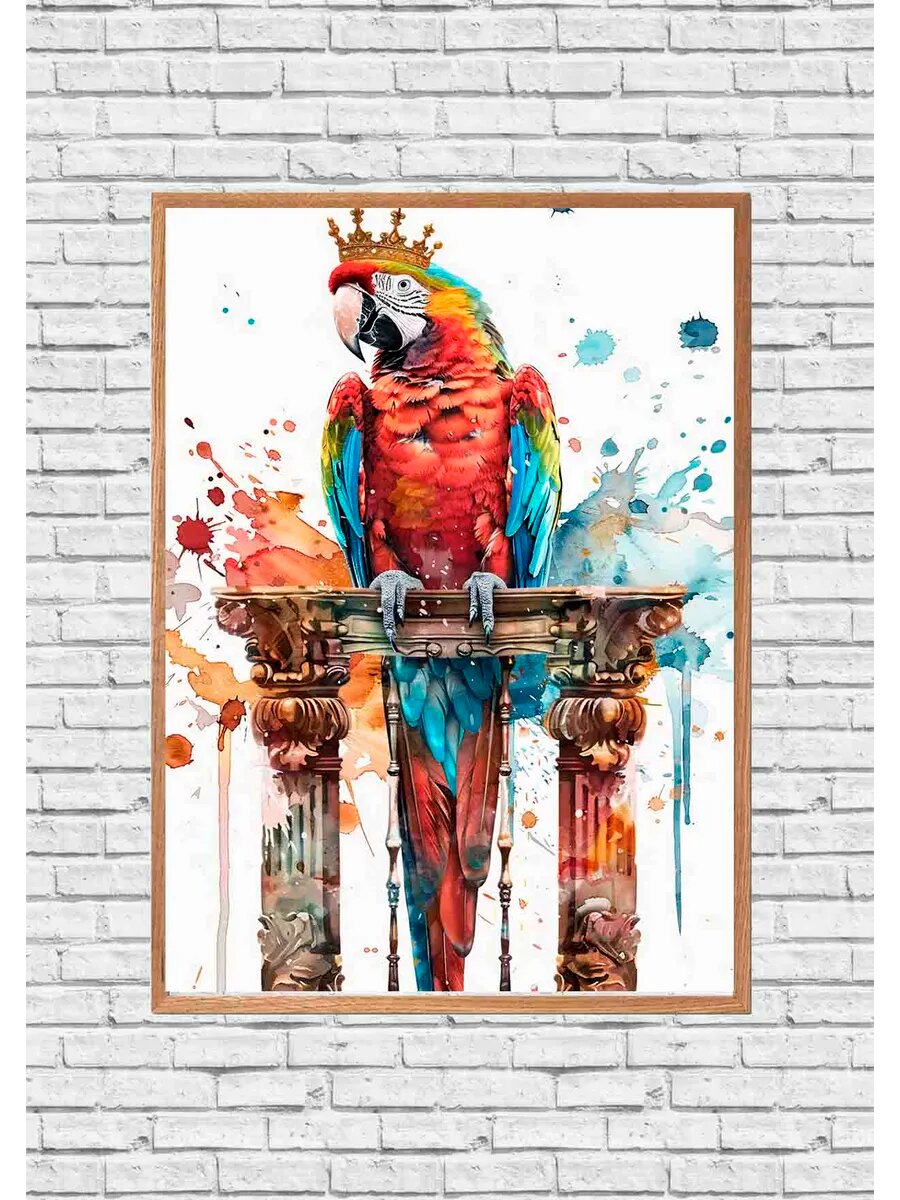 Птица-попугай королева Англии 0, Плакат 30x42см