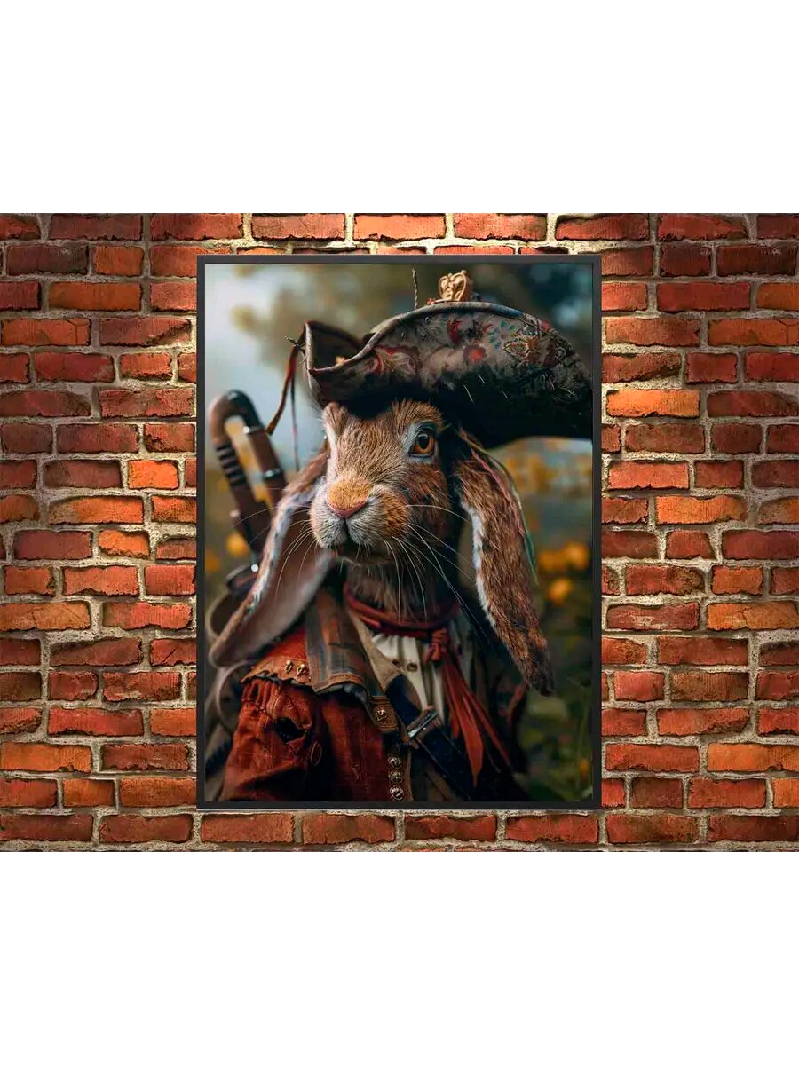 Заяц-животное-пират 2, Плакат 30x42см