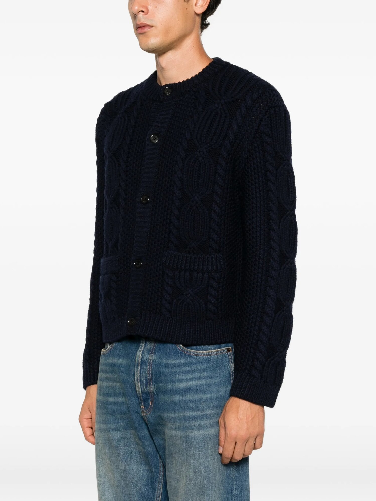Кардиган Yves Saint Laurent Cable-knit button-fastening cardigan, размер 50 — фото 1