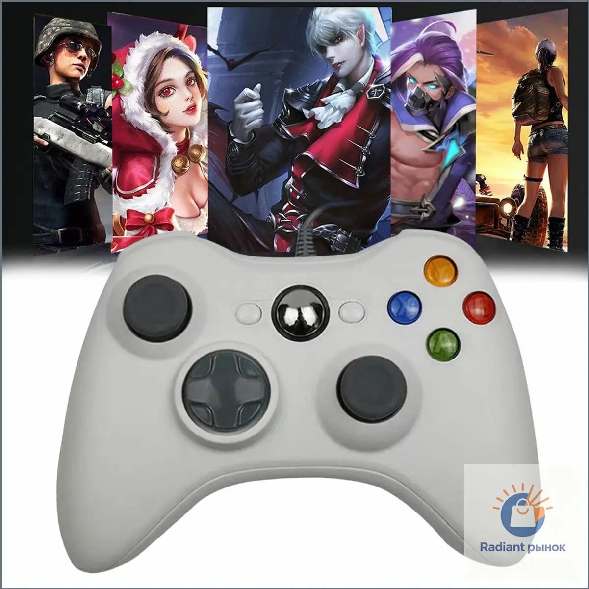 Игровой контроллер для ПК и телевизора, проводной, белый