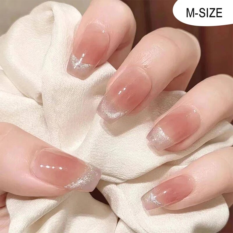 Накладные ногти белые с кристаллами, SG973-M, M-Size