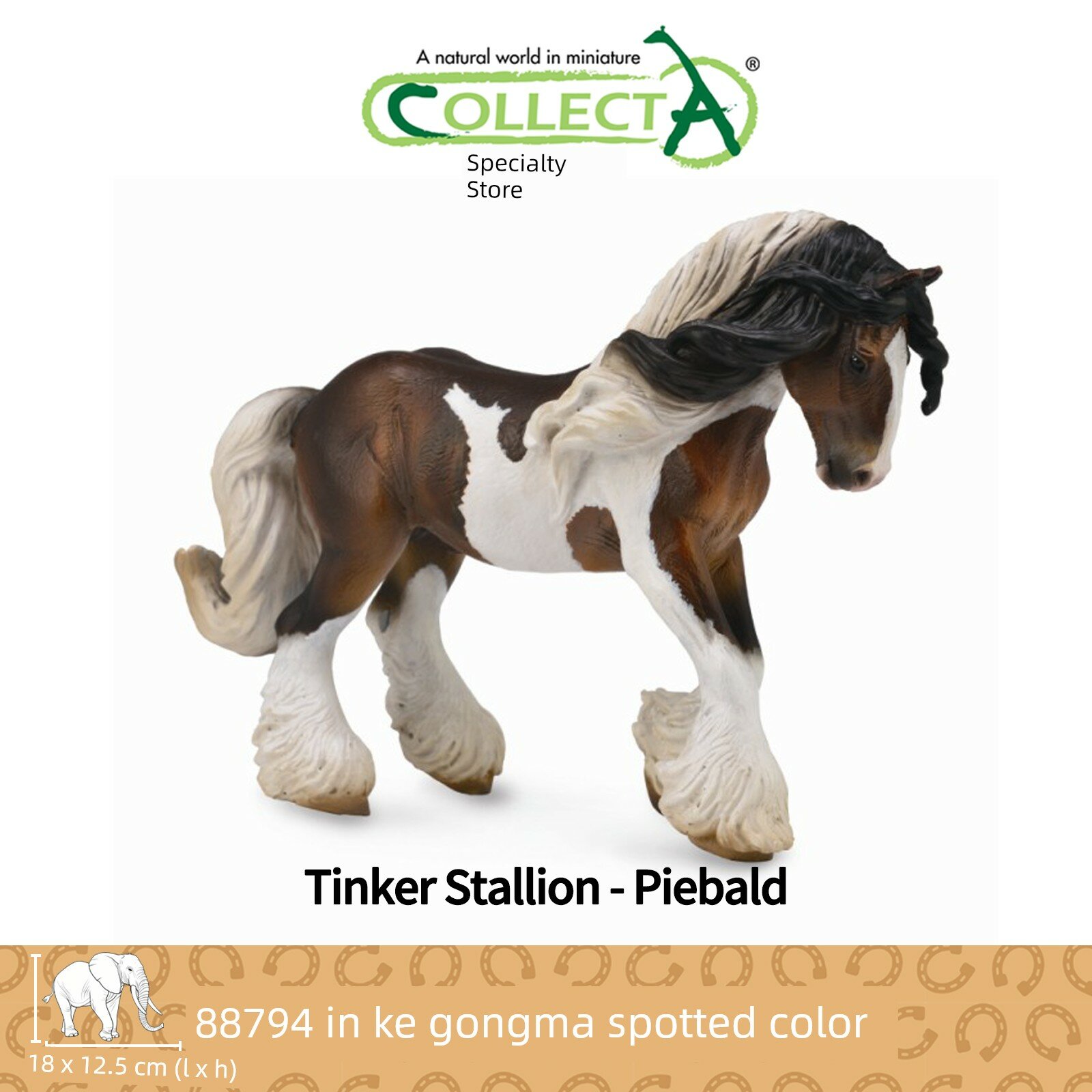 Коллекционная фигурка жеребца CollectA, тинкер, пятнистый цвет, масштаб 1:12