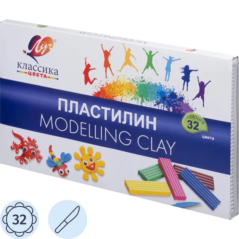 Пластилин воск. Фантазия 32 цв, 475 г, стек 31С 2066-08 набор