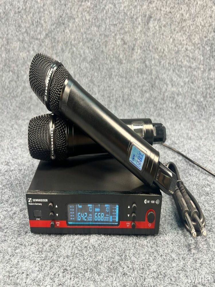 Вокальная радиосистема Sennheiser EW 100, 2 микрофона, для живого вокала, черный, с приемником и显示屏