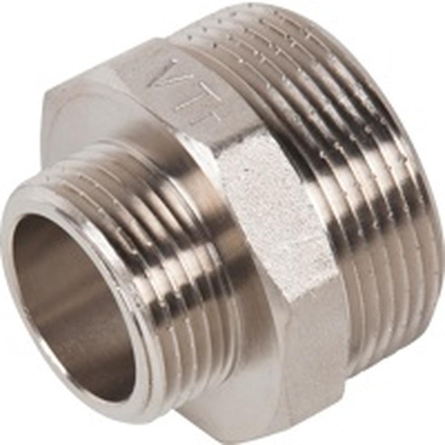 Ниппель переходной Valtec 1 1/2'x1' НР мм никелированная латунь S58010806