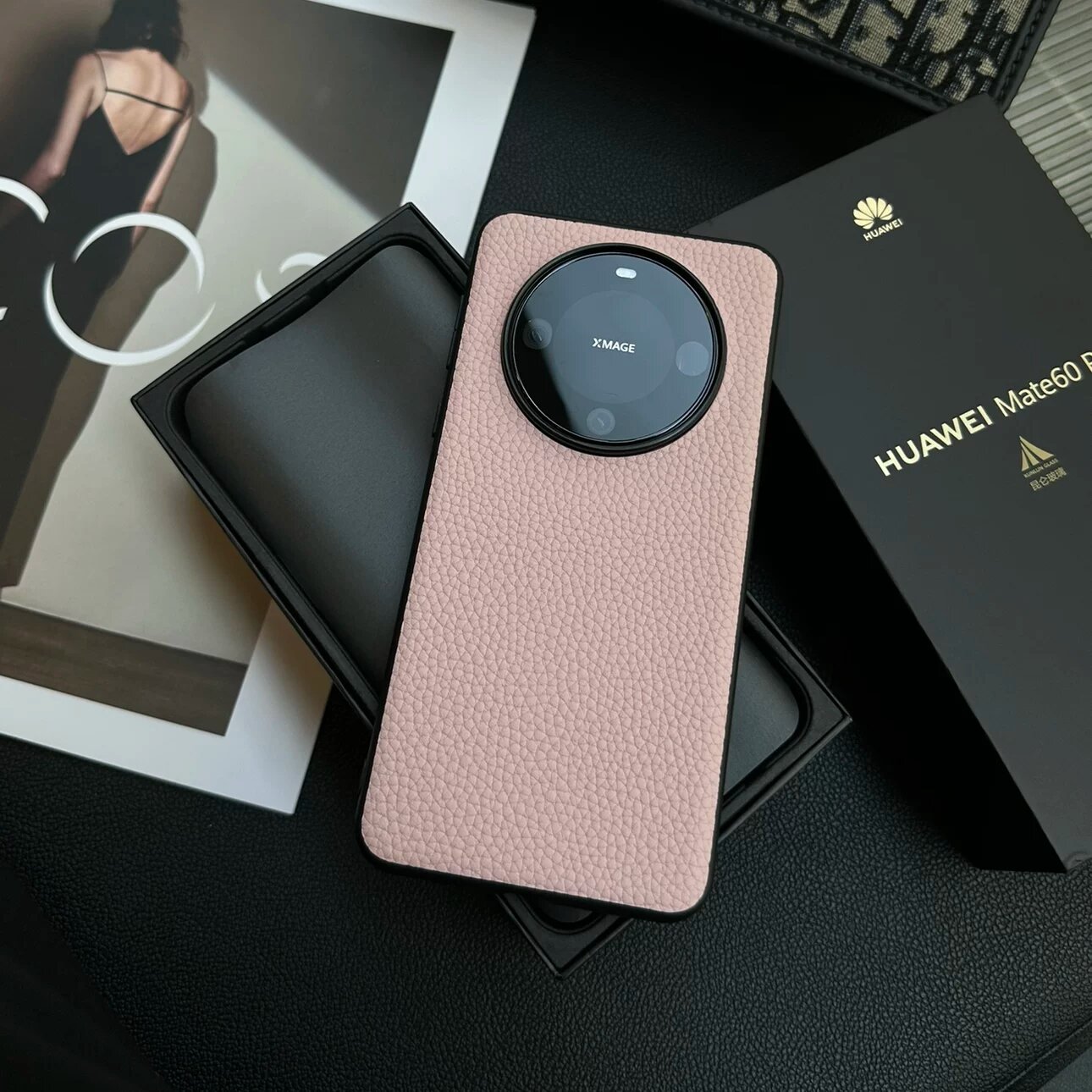 Чехол для Huawei Mate 80, розовый цвет - премиум тонкий кожаный дизайн для смартфона