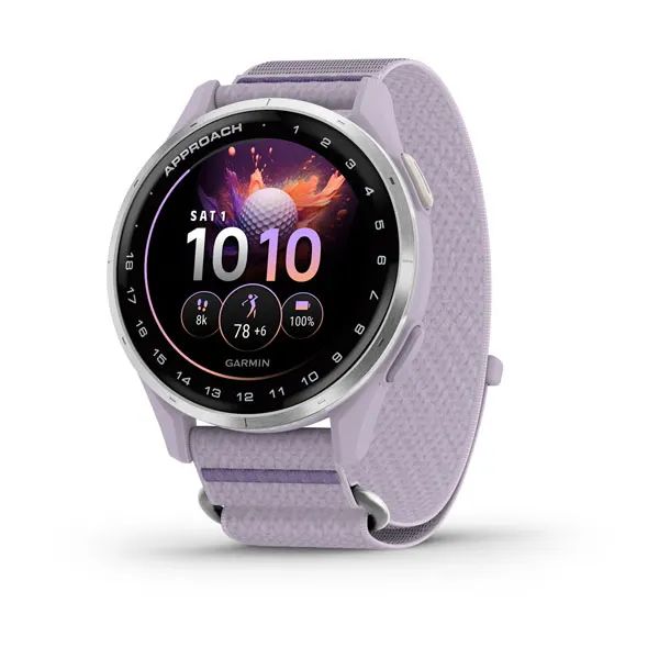Детские GPS-часы для гольфа Garmin Approach J1 Silver/Lilac с тканевым ремешком (010-03898-10)