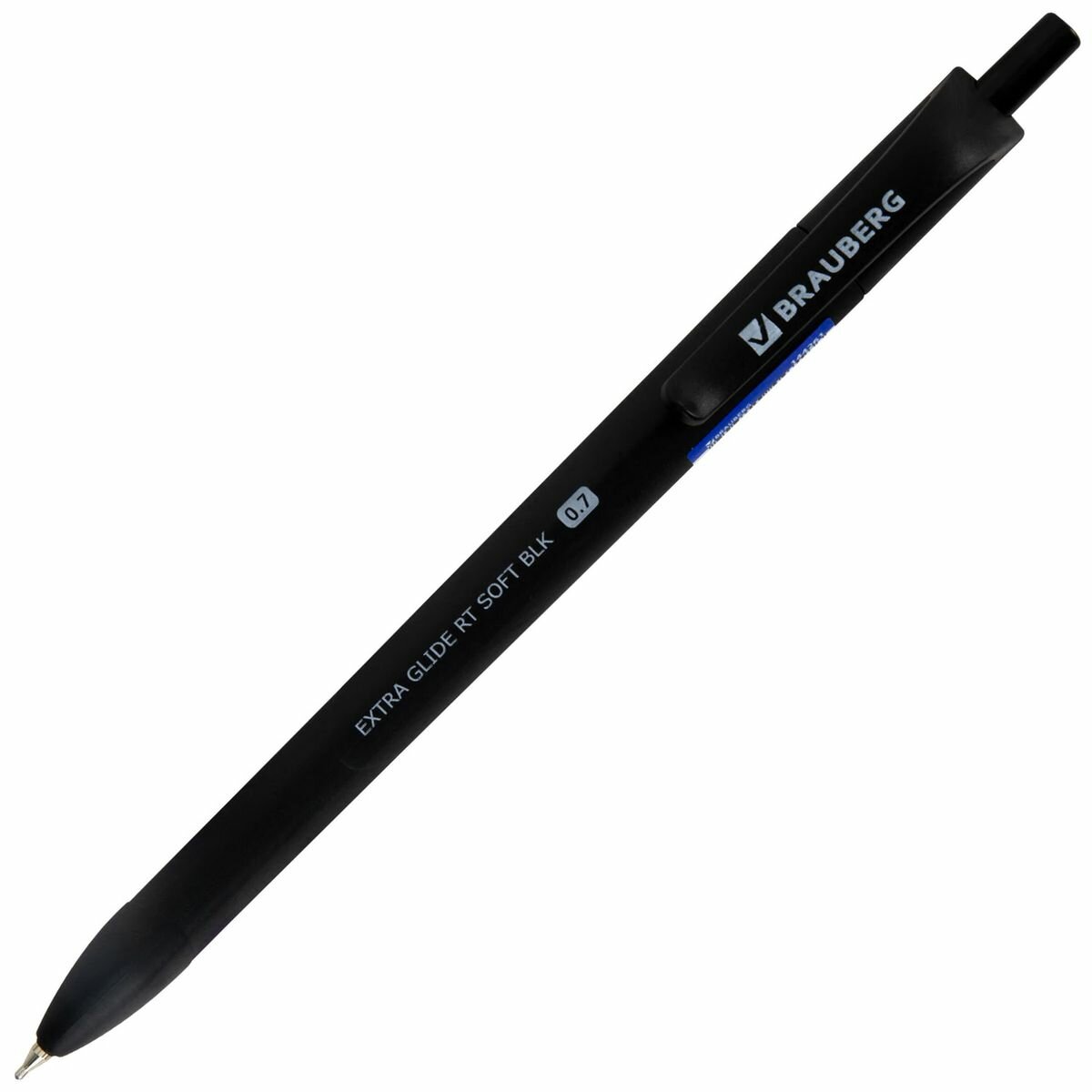 Ручка шариковая автоматическая BRAUBERG "Extra Glide RT SOFT BLK" (0.5мм, синяя) (144261), 12шт.
